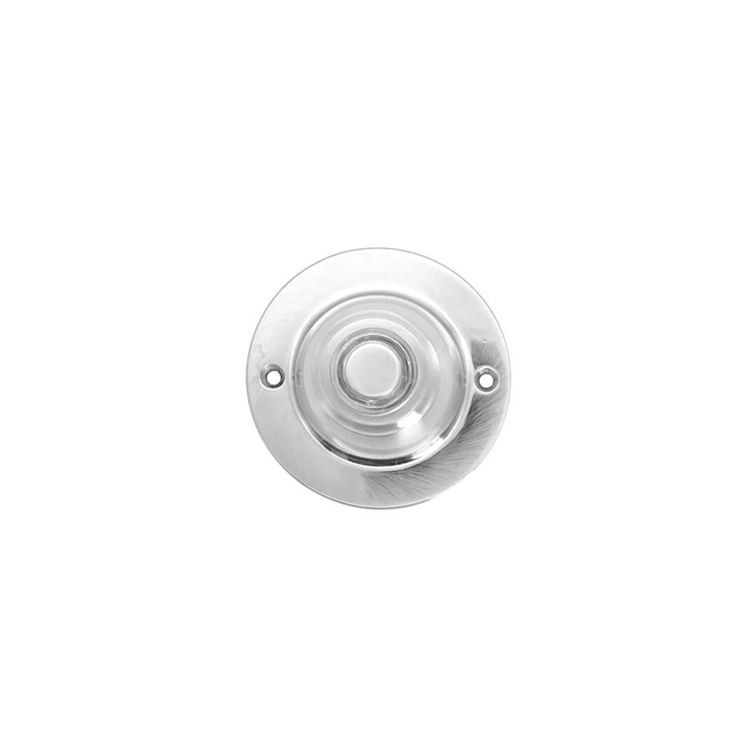Solid Round Brushed Nickel Surface Mounted Windup Doorbell Push Button ...
