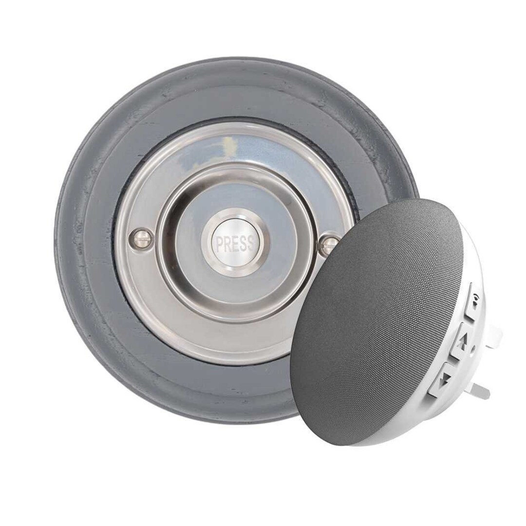 Modern Contemporary Round Wireless Doorbell in Grey Ash and Brushed ...