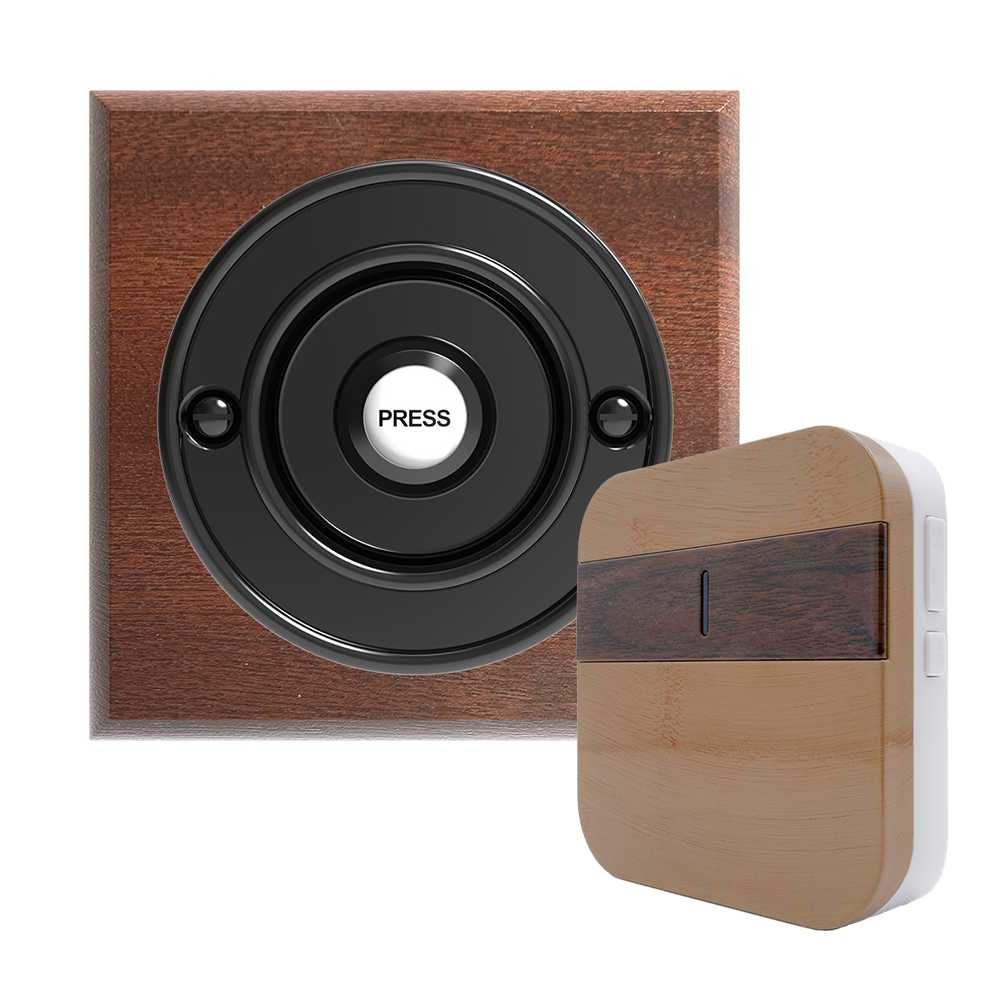 Traditional Square Wireless Doorbell in Mahogany and Black - Etsy