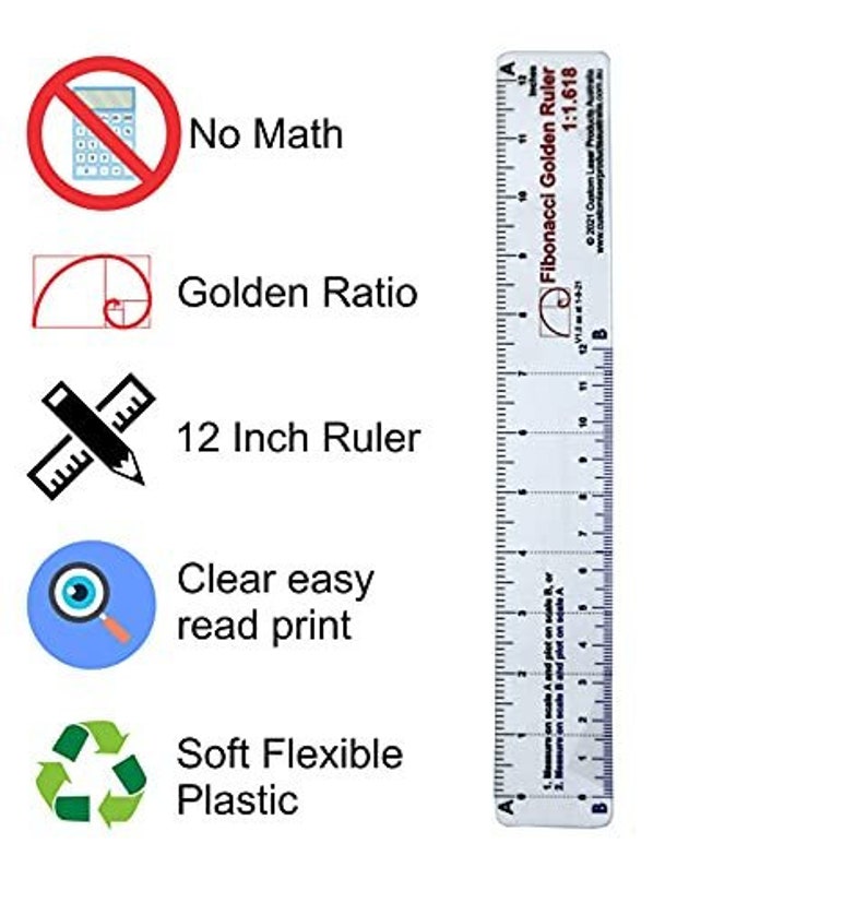 Math-free Rulers fibonacci, Thirds, or Halving - Etsy