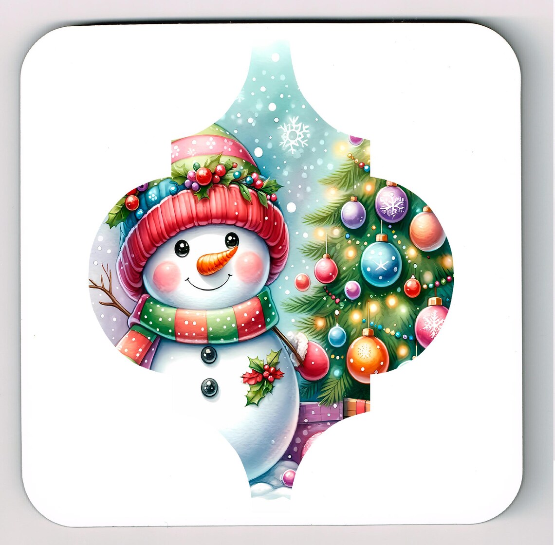 Fun Christmas Bauble Design Snowman Coasters: Holiday Christmas Snowmen ...