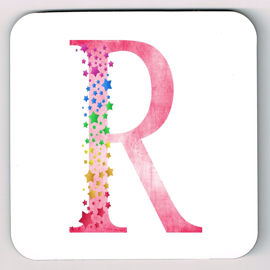 Alphabet Rainbow Colours Design Letter R Coaster, Pink Rainbow Design ...