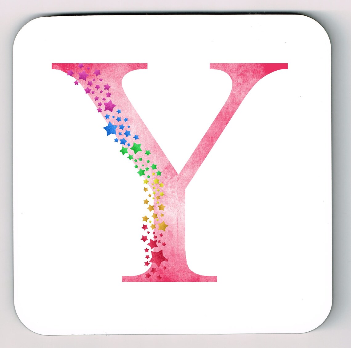 Letter Y Coaster: Pink Rainbow Alphabet Design - Etsy UK
