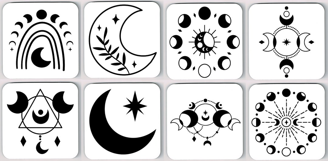 Moon Phase Coasters, Moon Phase Design Coasters, Moon Phases Coasters ...