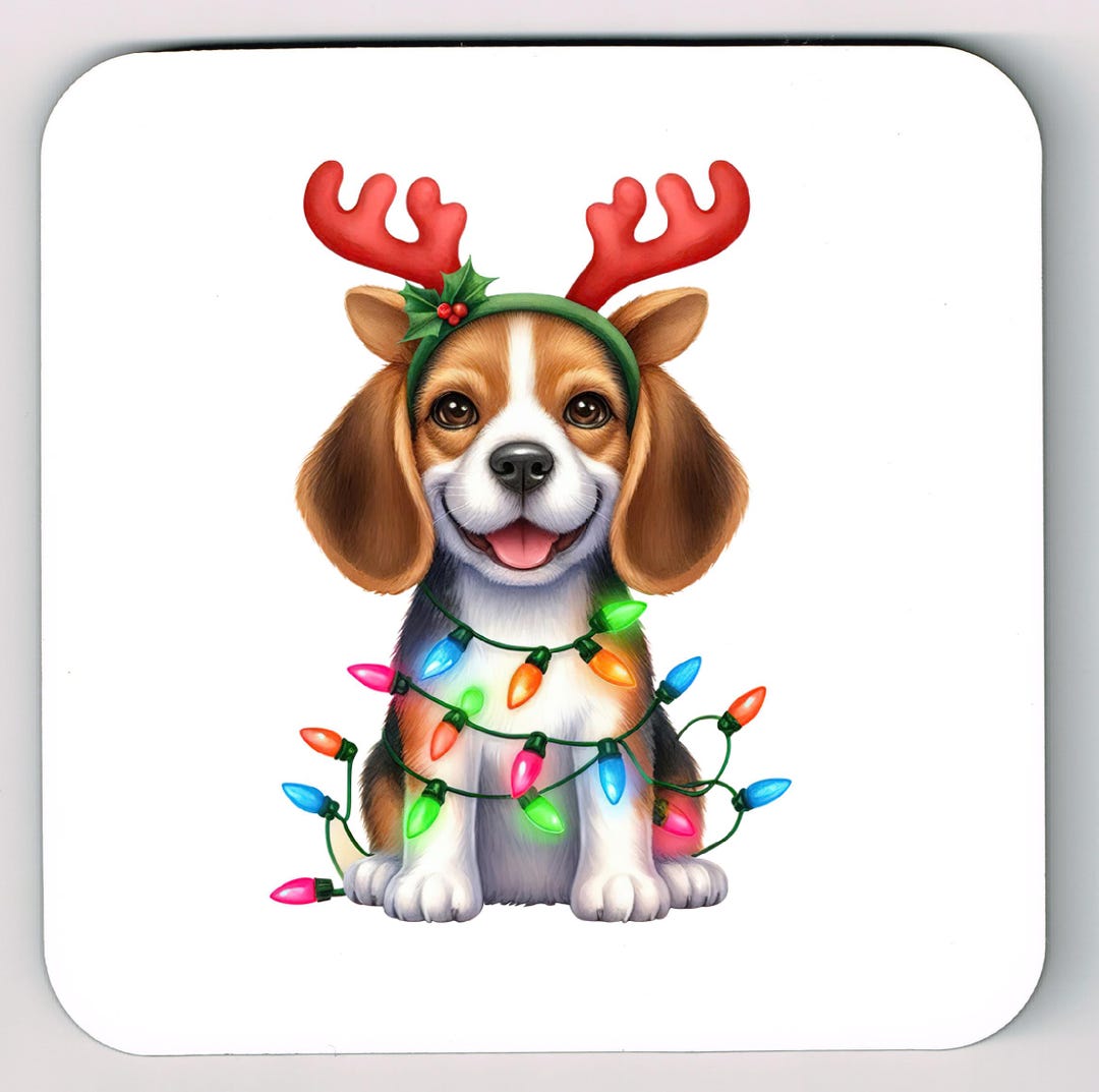 Secret Santa Christmas Decorated Beagle Coaster - Etsy
