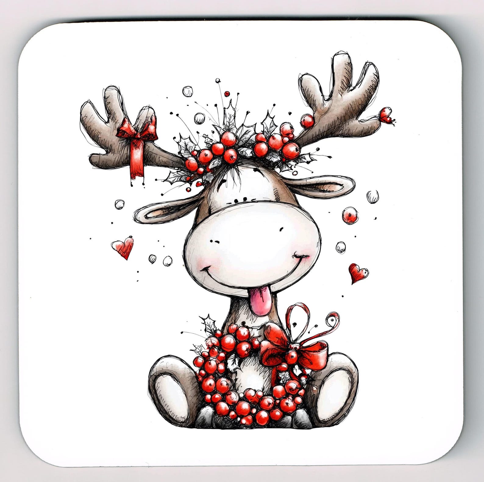 Fun Cute Secret Santa Comical Reindeer Christmas Coasters, Reindeer ...