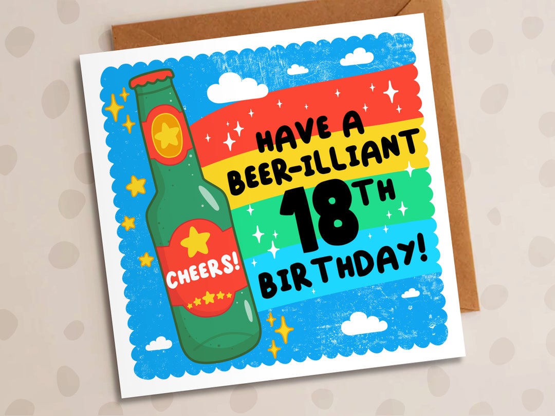 Beer Card, 18th Birthday Card, Beer-illiant, Beer Card, Cute Card ...