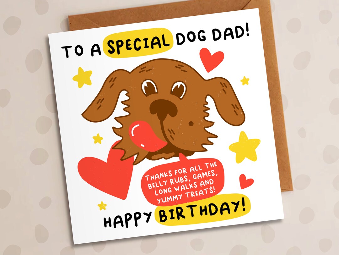Dad Birthday Card, Greatest Dog Dad, Belly Rub, Cute Card, Funny Card ...