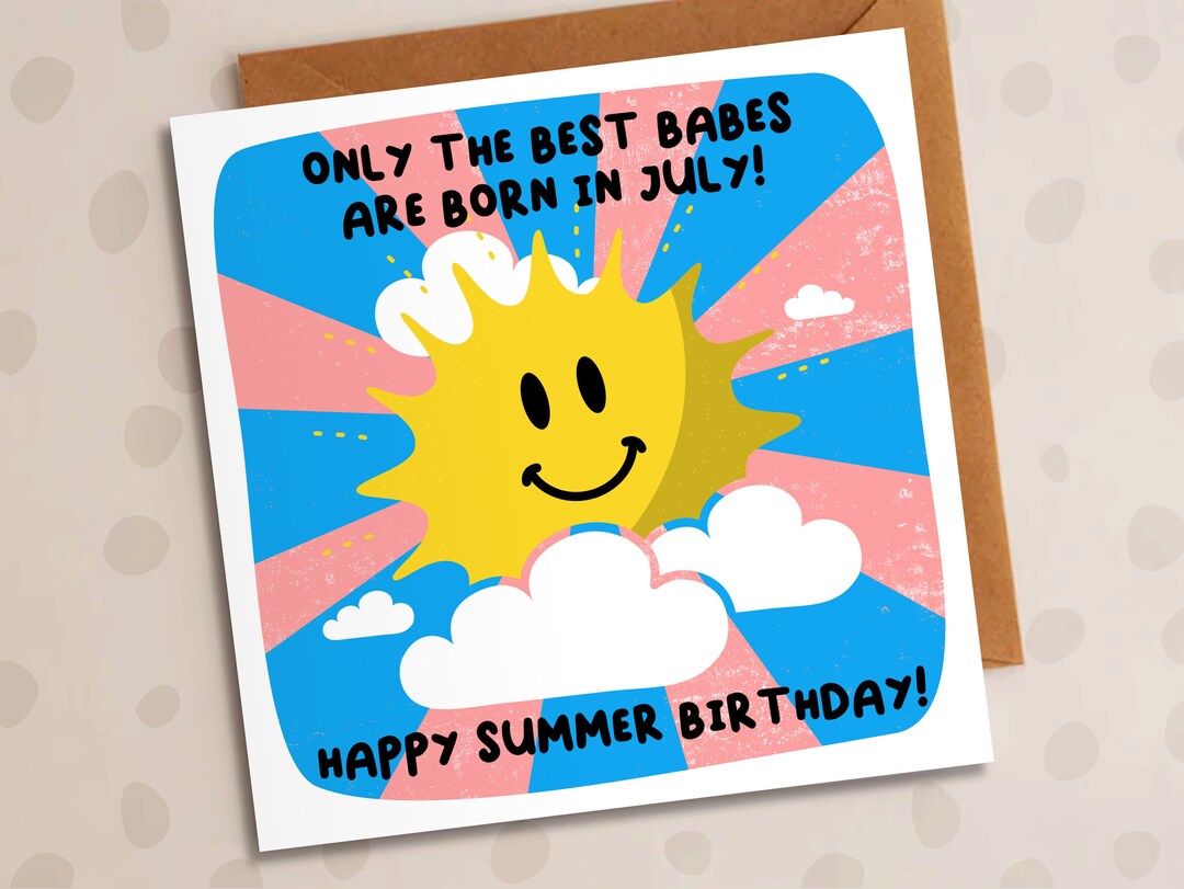 Happy Birthday Sunshine Card, Summer Birthday Card, Best Babes Born in ...