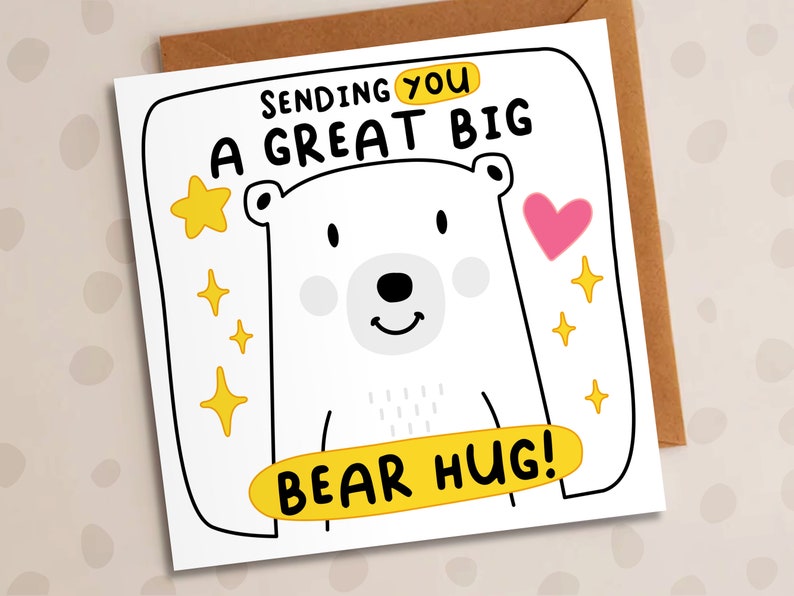 Sending You A Great Big Bear Hug Card, Get Well Soon Card, Sending Hugs ...