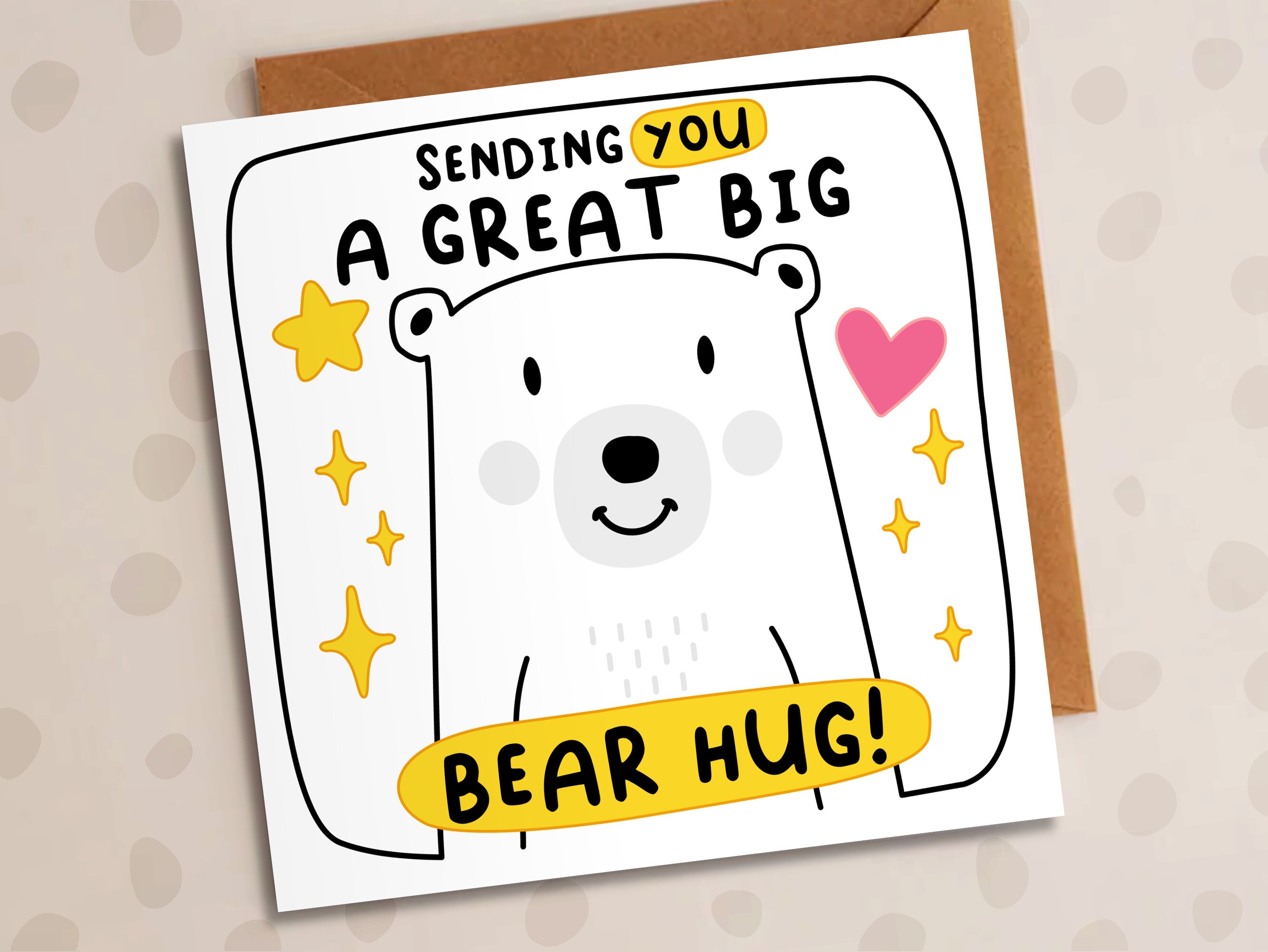 Sending You A Great Big Bear Hug Card, Get Well Soon Card, Sending Hugs, Sympathy Card, Hope You ...