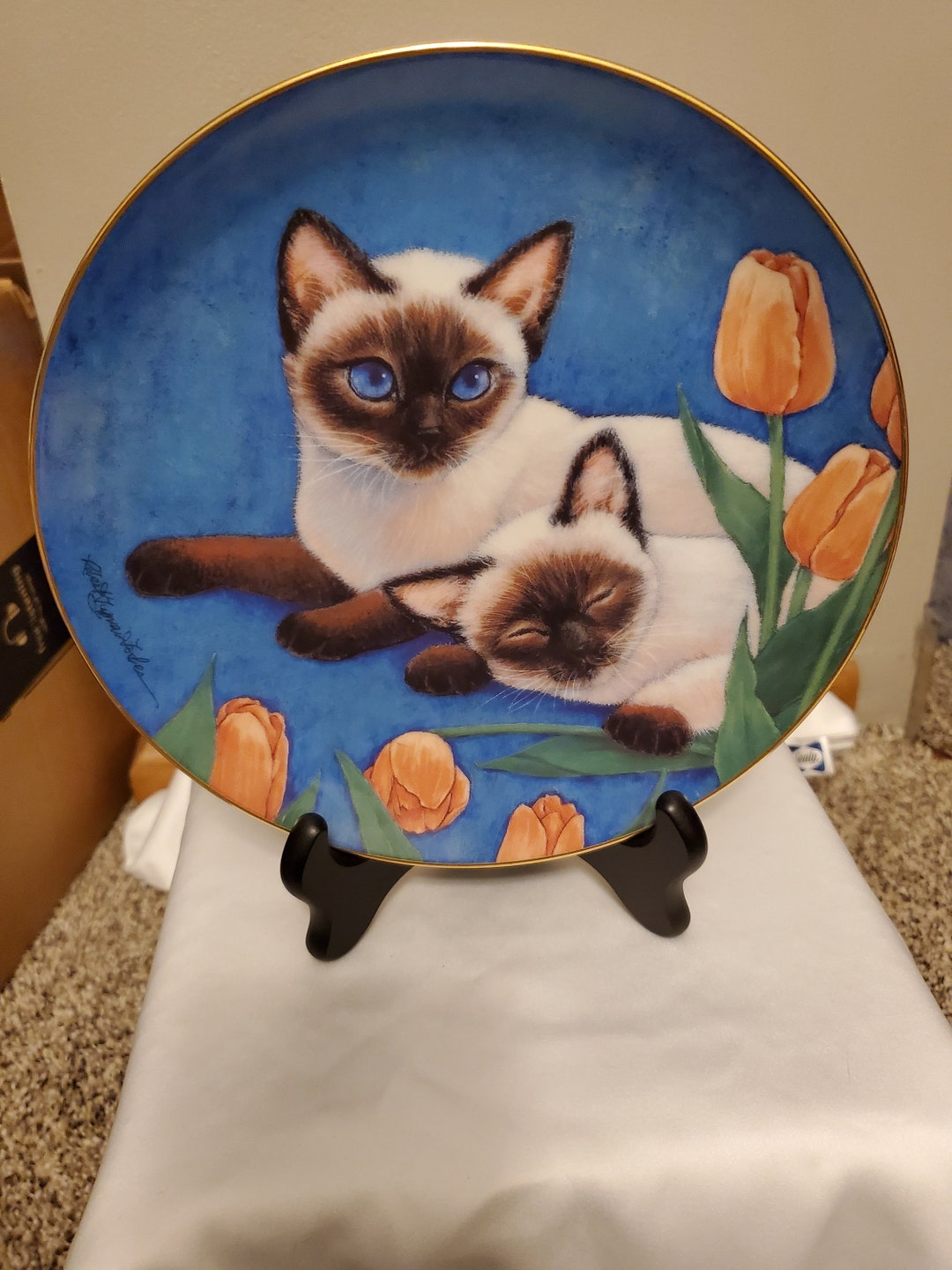1991 ( Ming and Ling ) Collectable Plate From the Purrfect Pairs Series ...