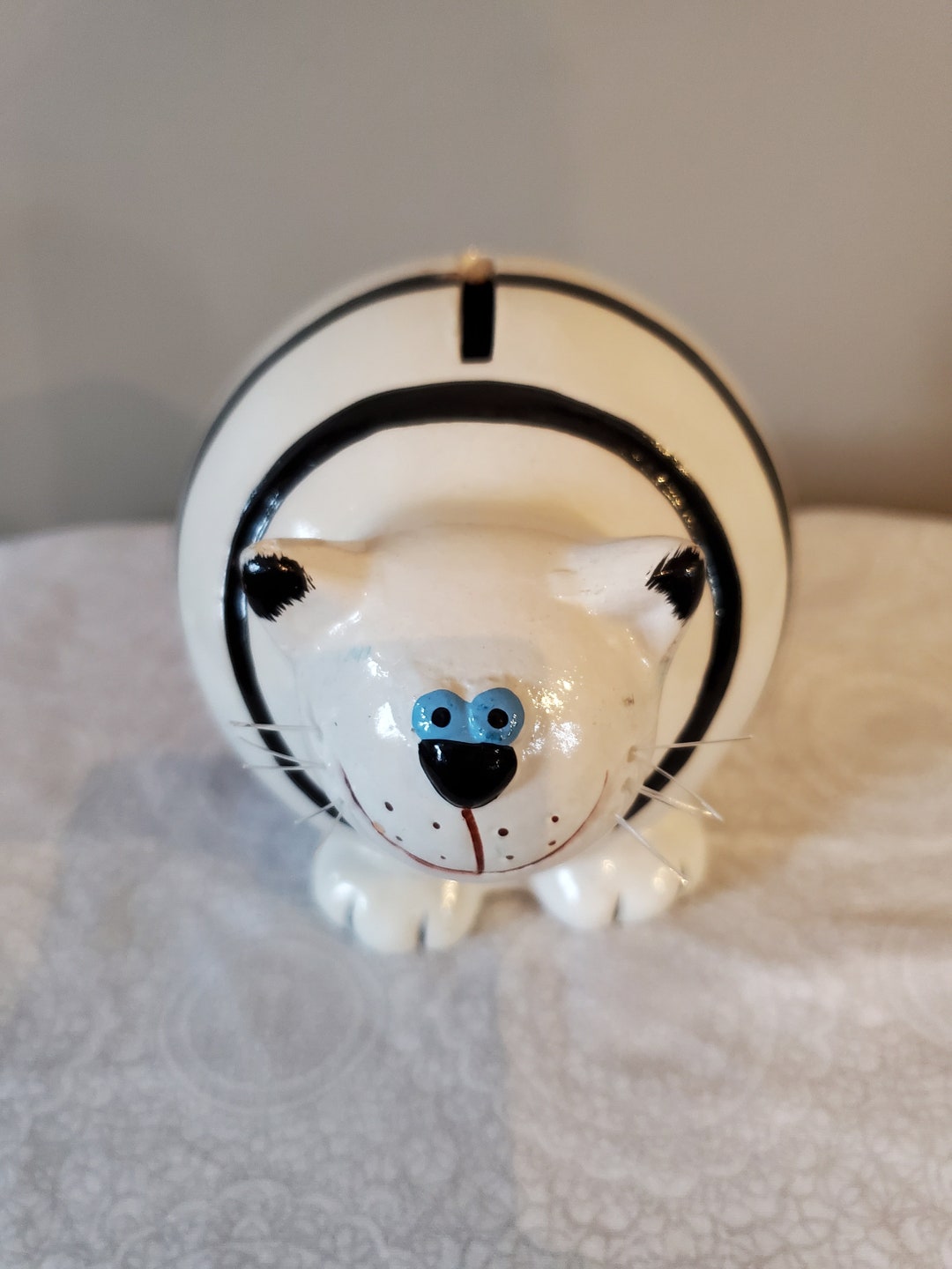 Ceramic Whimsical Fat Cat Coin Bank - Etsy
