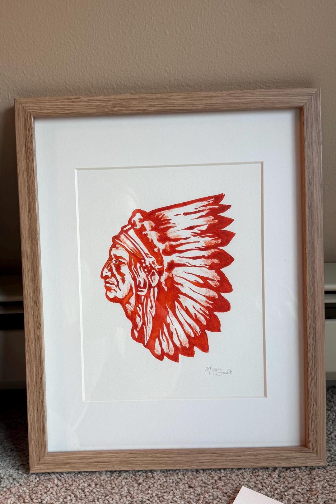 Original Watercolor Indian Headdress Artwork – Unique Hand-painted ...
