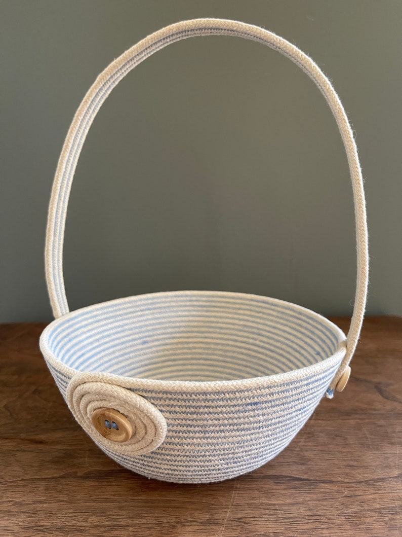 Rope Bowl Basket, Small Handmade Easter Basket, Cotton Polyester ...