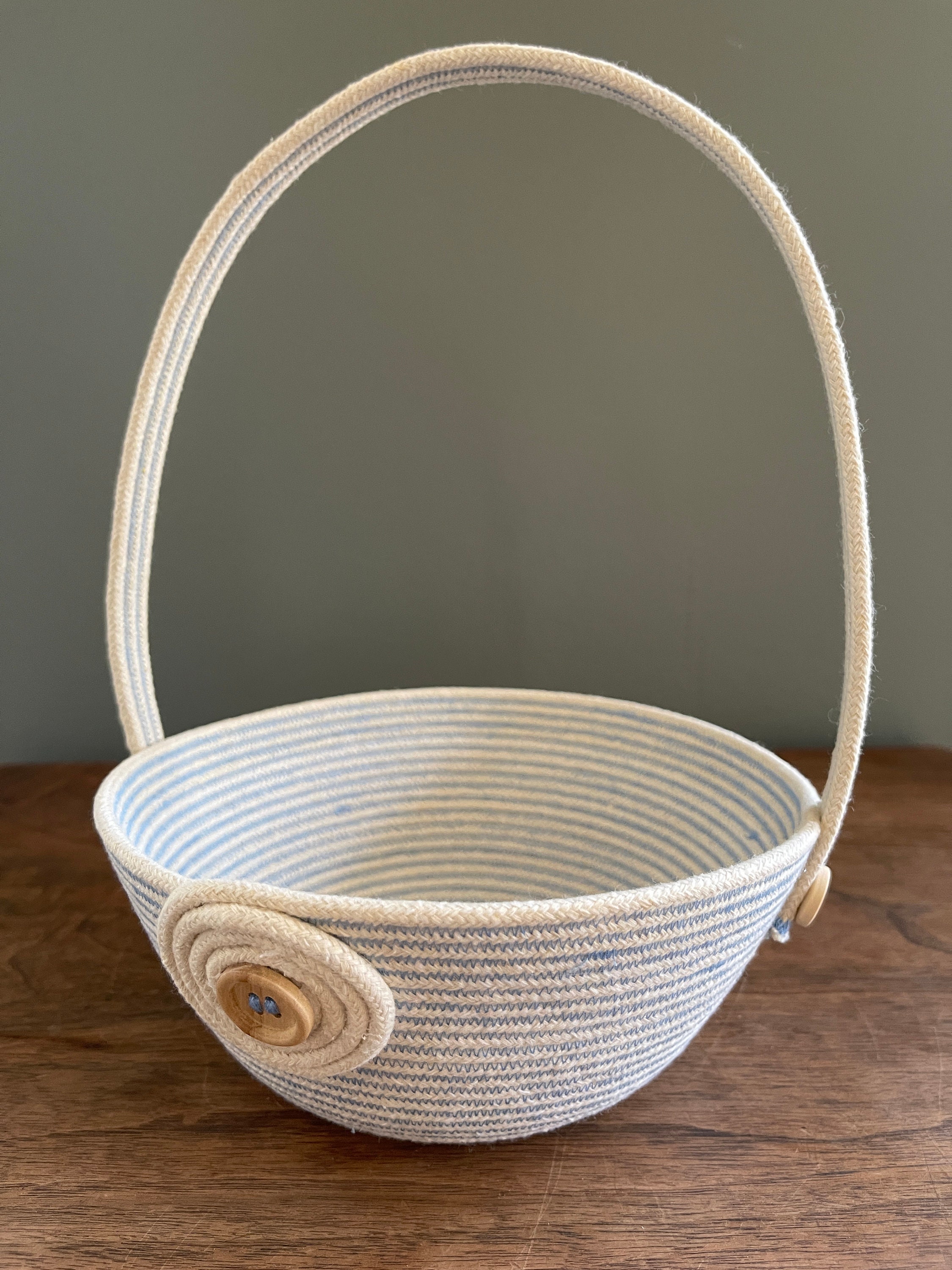 Rope Bowl Basket, Small Handmade Easter Basket, Cotton Polyester ...