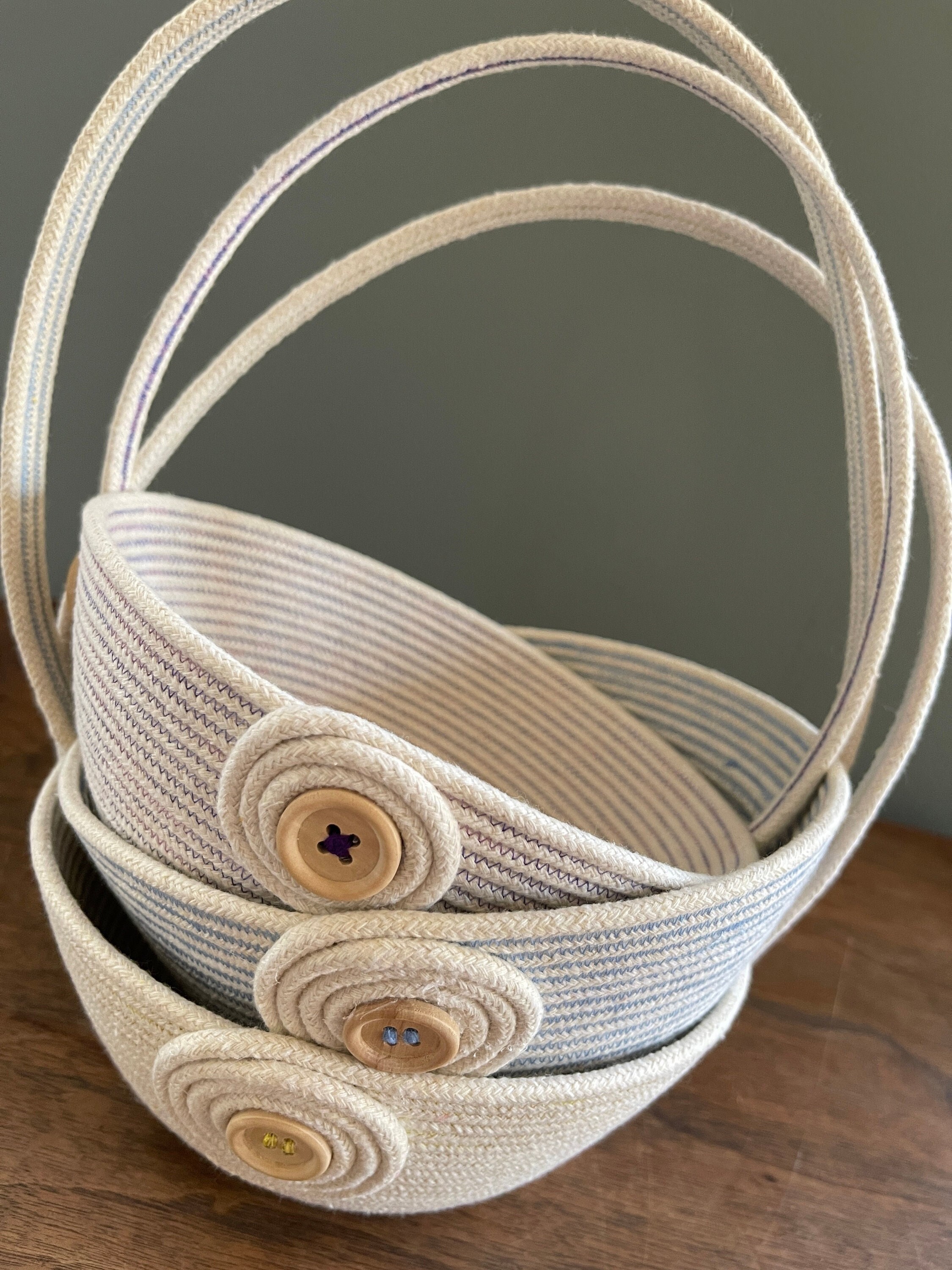 Rope Bowl Basket, Small Handmade Easter Basket, Cotton Polyester ...