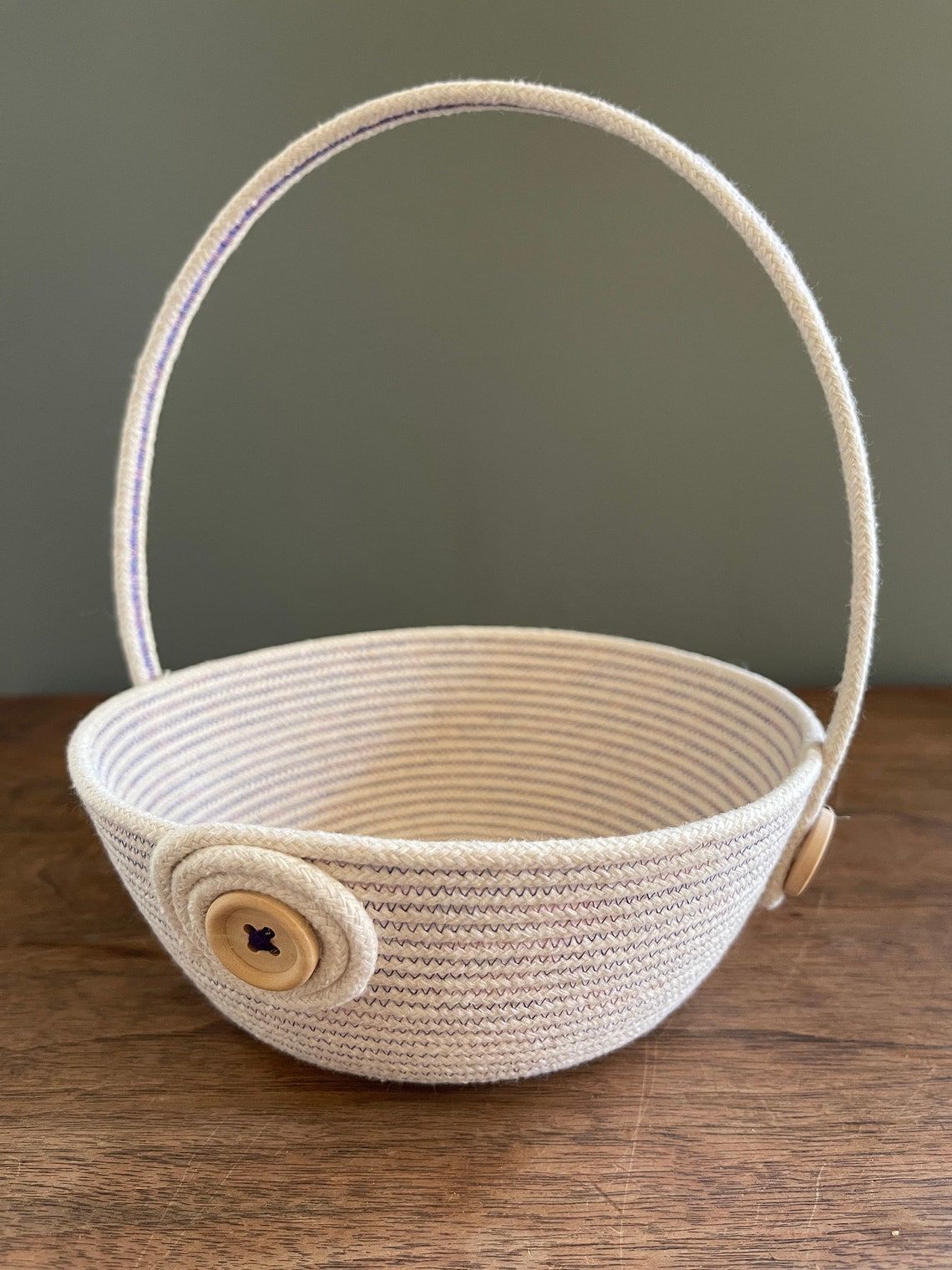 Rope Bowl Basket, Small Handmade Easter Basket, Cotton Polyester ...