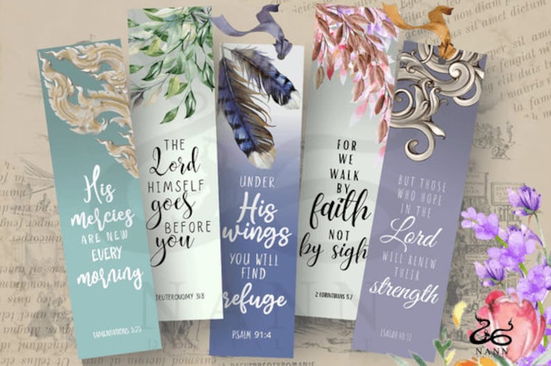 Printable Bible Verses Bookmarks Instant Digital Download for Craft ...