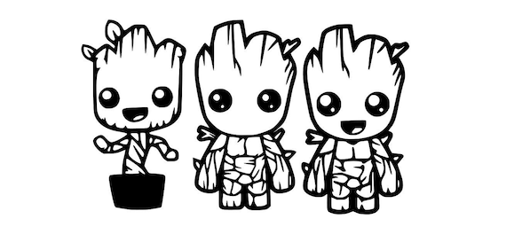 Baby Groot Trio SVG for Craft Machines Cricut Cameo Silhouette | Etsy