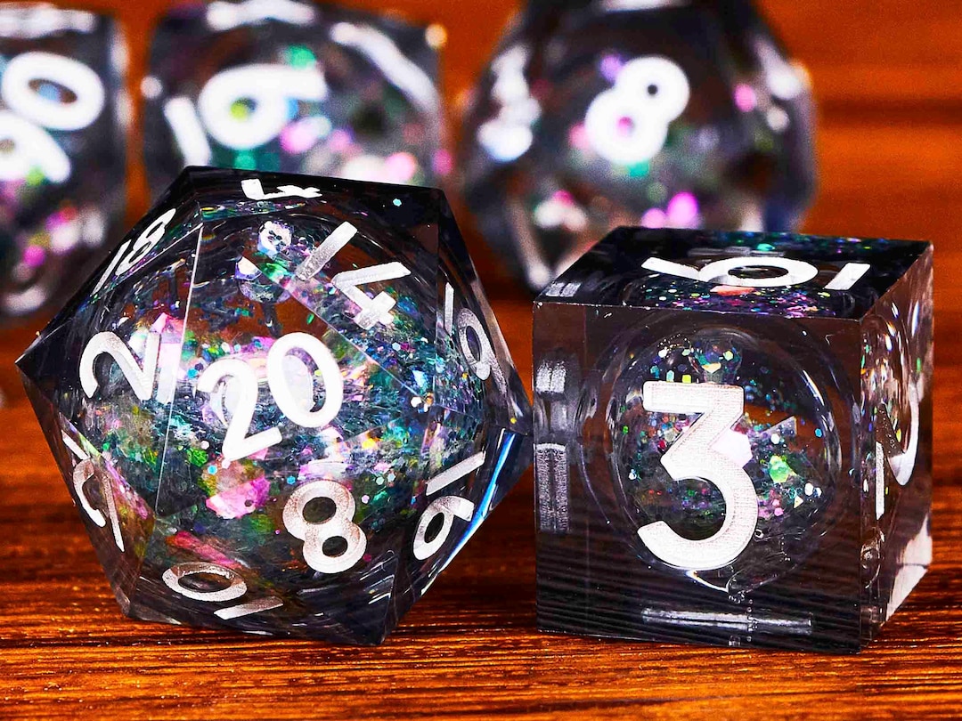 Glittering Galaxy Liquid Core Dice Set for Magic Game, Full Dungeons ...