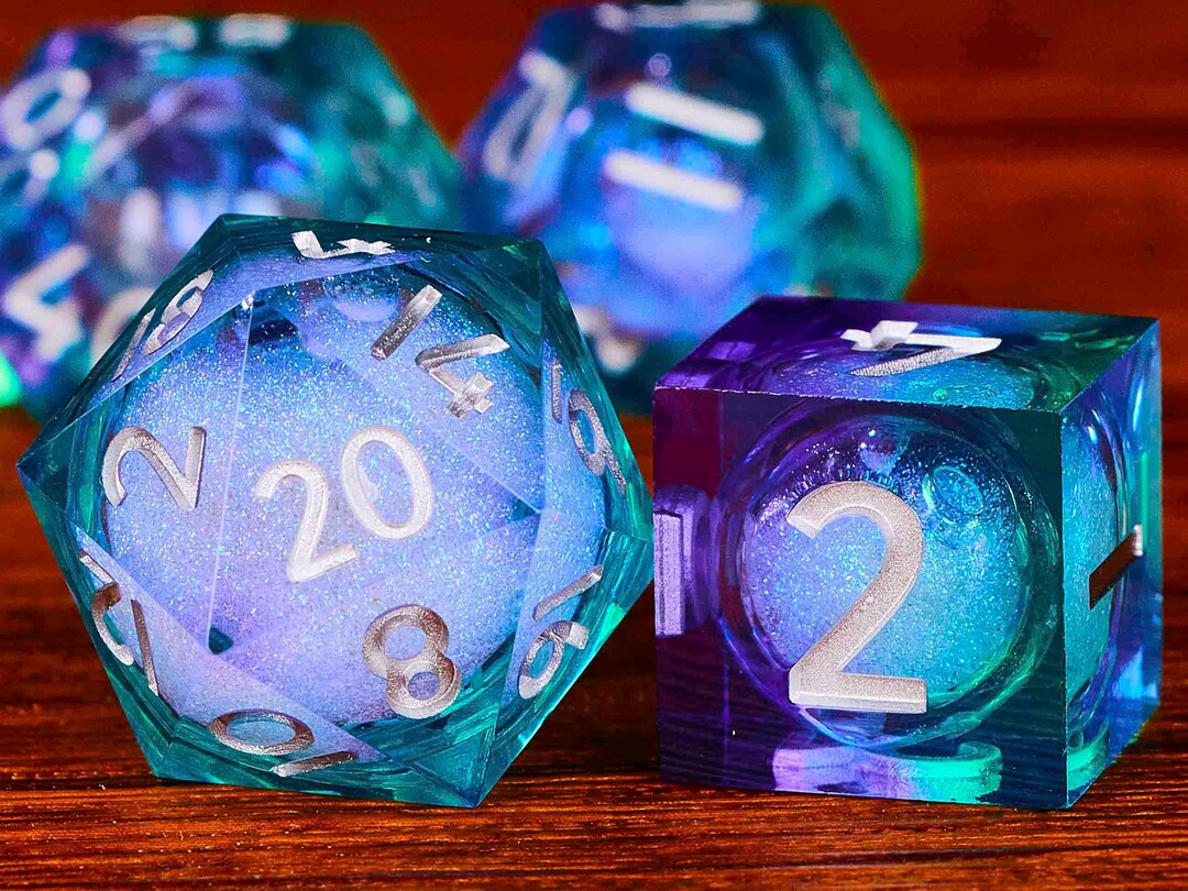 Purple Green Liquid Core D&d Dice Set for Dragonborn Character, Full ...