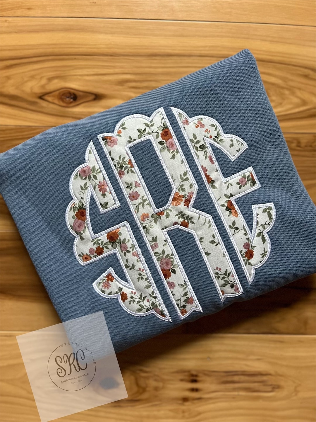 Custom Monogram Embroidered Applique Comfort Colors Crewneck Sweatshirt ...