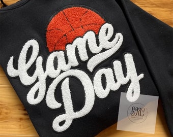 BASKETBALL Game Day White Chenille Patch, Iron on Patch, Game Day, Diy ...