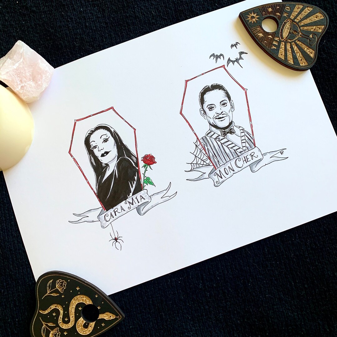 Gomez Morticia Addams Addams Family Goth Horror Tim - Etsy