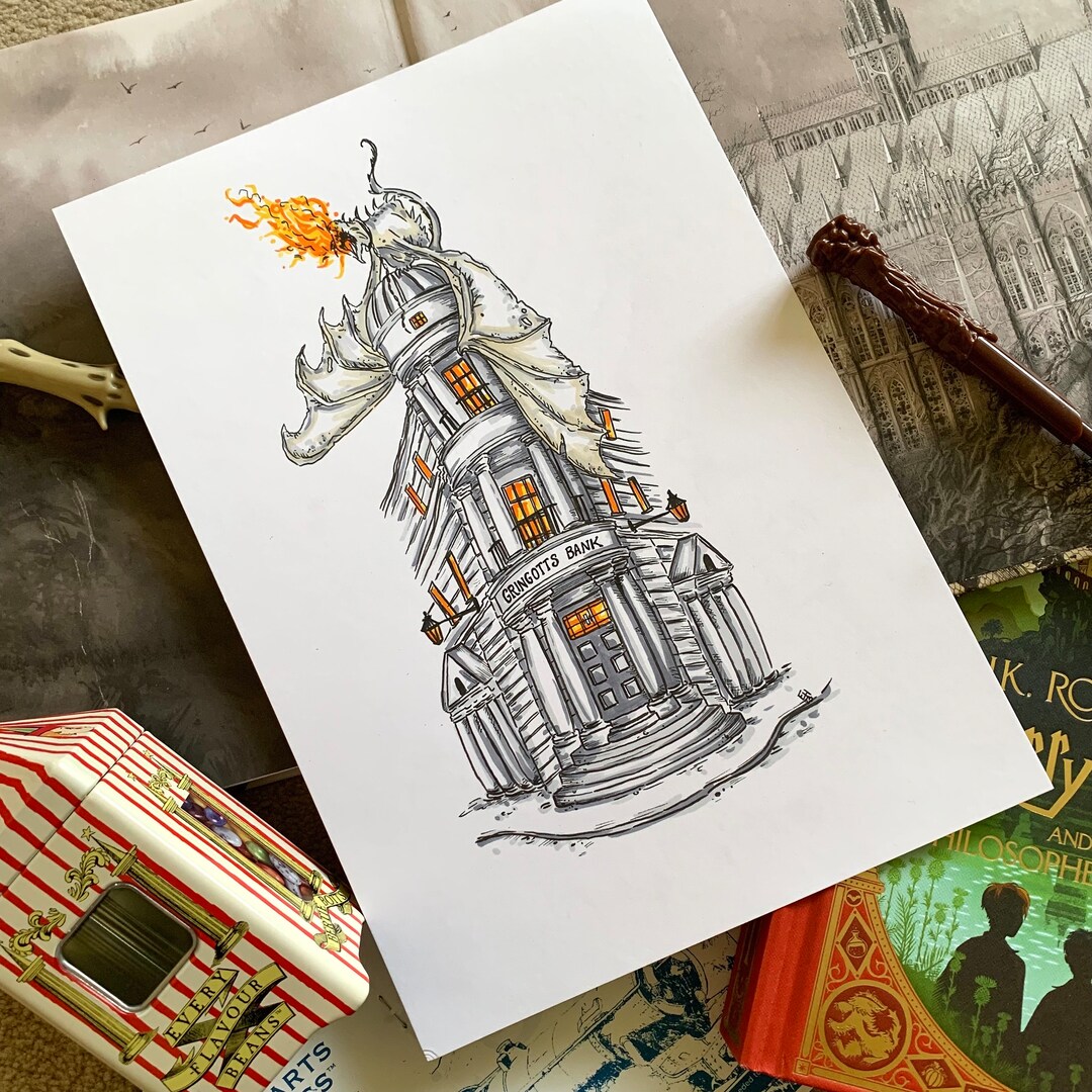 Gringotts Bank Diagon Alley HP Hogwarts Dragon Digital - Etsy