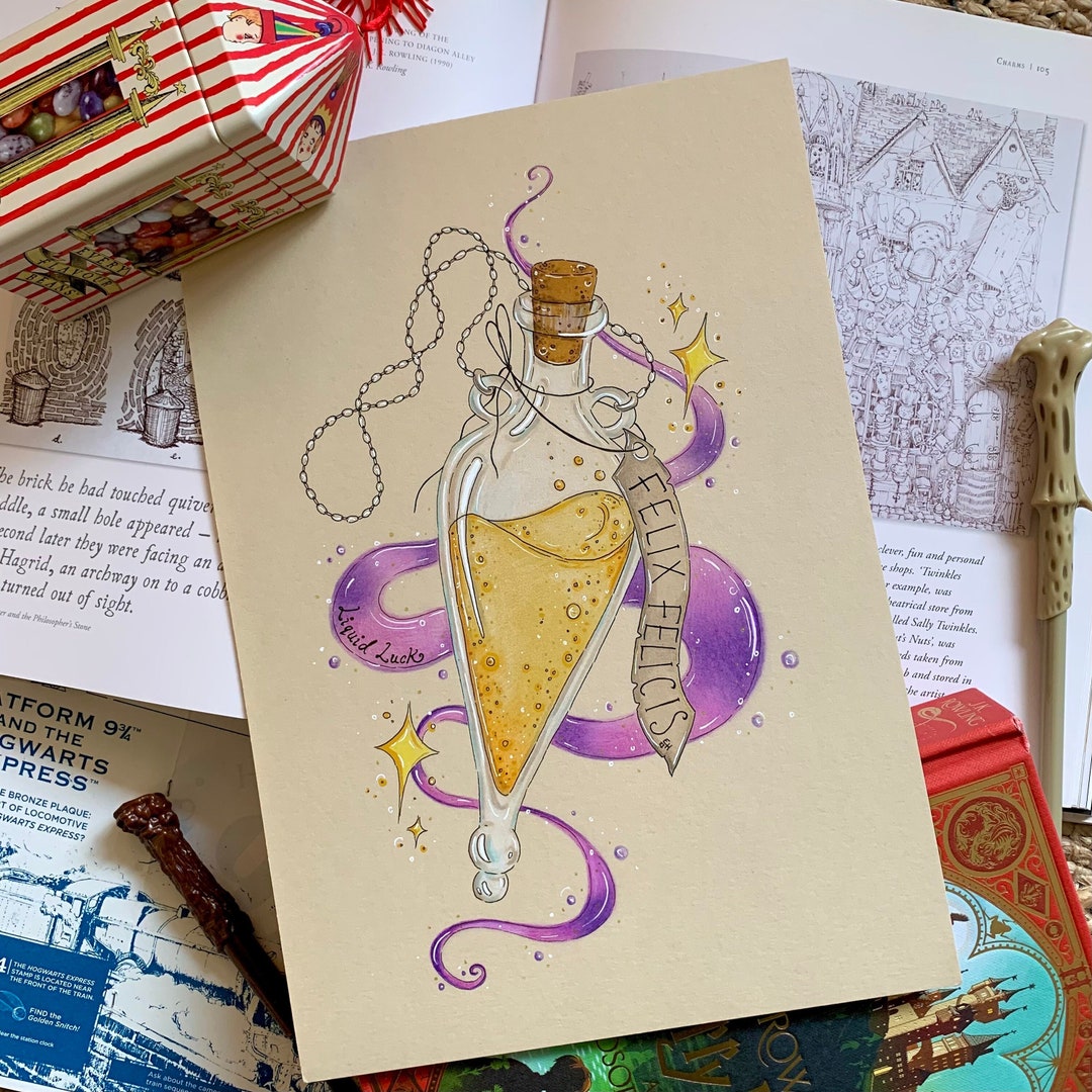 POTIONS, Felix Felicis, Liquid Luck, Potion Digital Art Print - Etsy