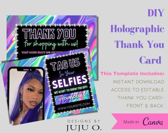 Holographic Thank You Card - Etsy