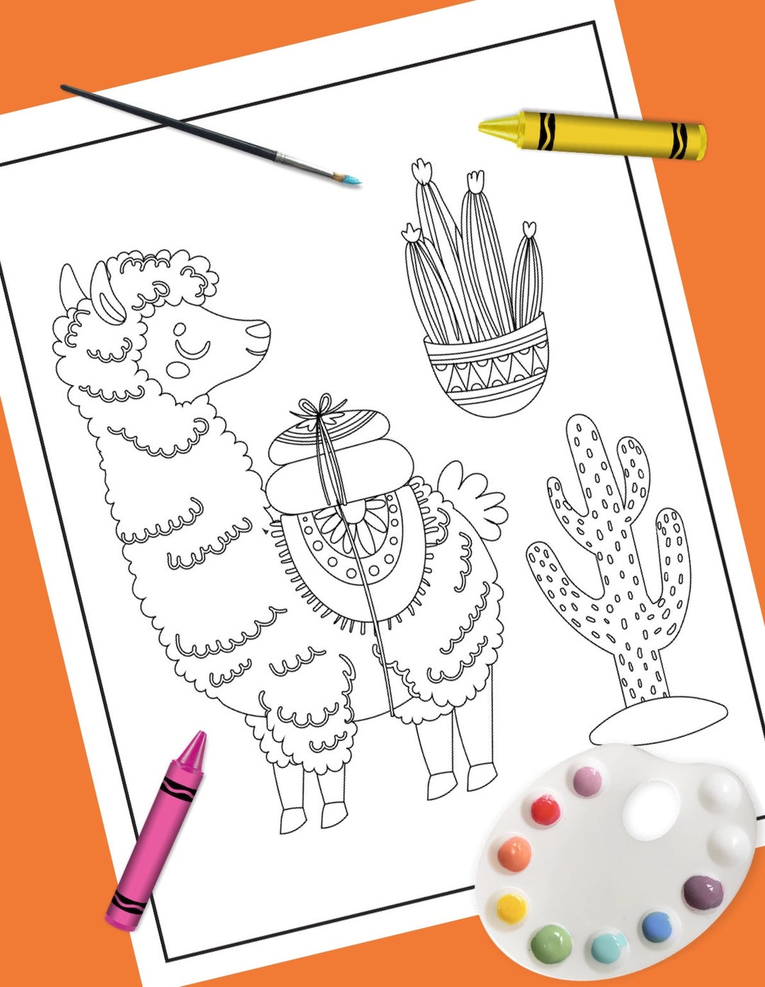 Cute Llama Kids Coloring Pages - Etsy