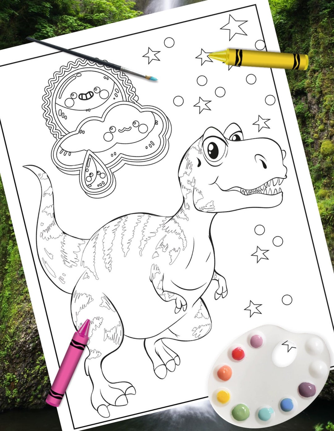 Adorable Kids Dinosaur Coloring Book - Etsy