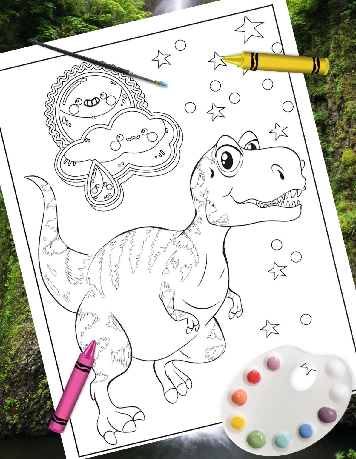 Adorable Kids Dinosaur Coloring Book - Etsy