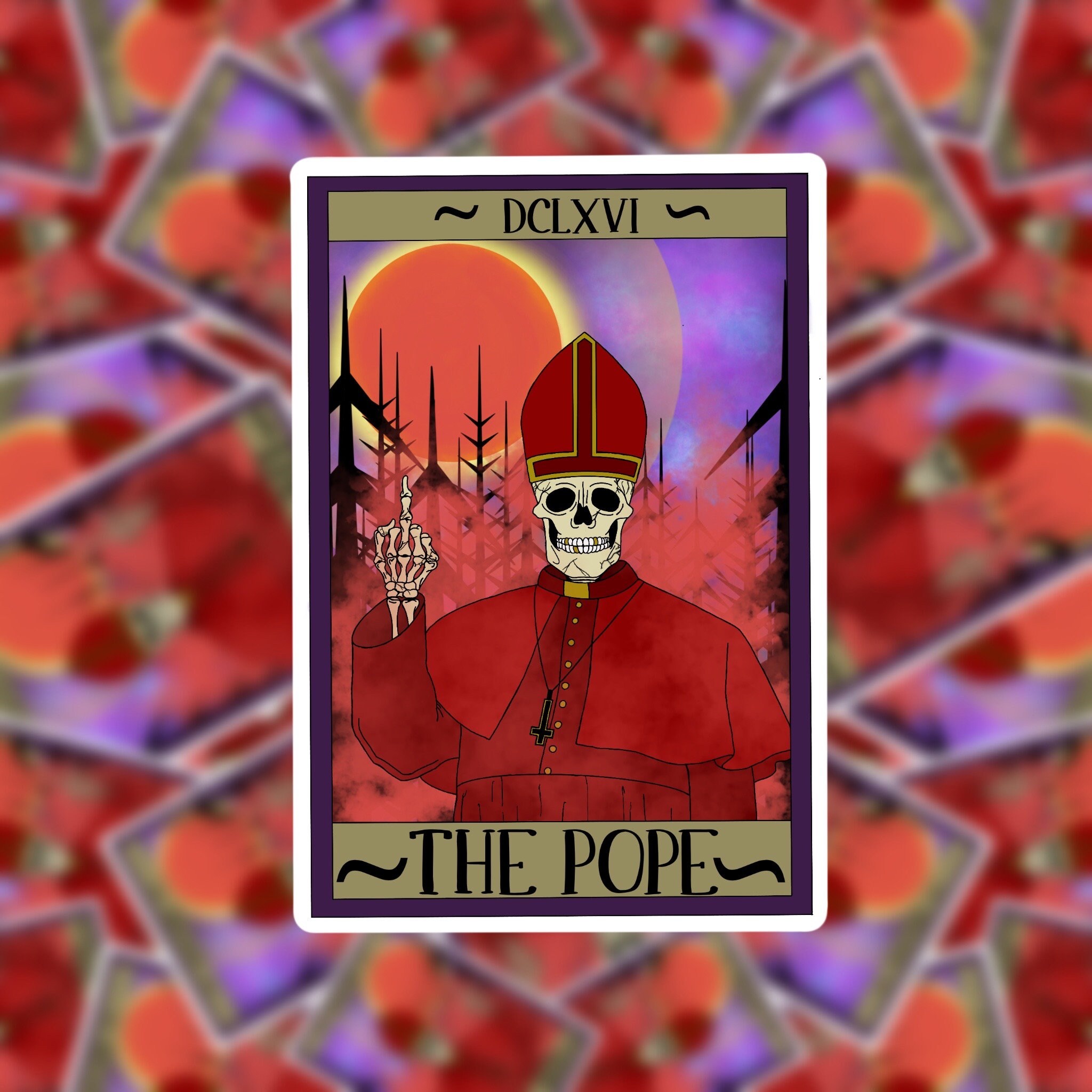 The Pope Tarot Card Skeleton Waterproof Vinyl Scratch Resistant Sticker ...