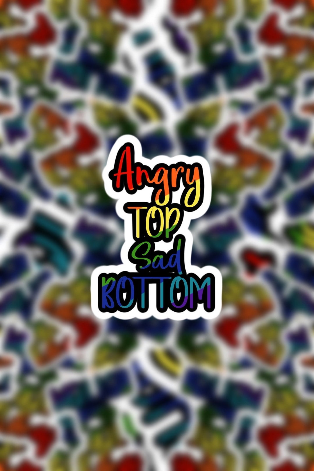 Angry Top Sad Bottom Rainbow Pride Waterproof Vinyl Scratch Resistant ...