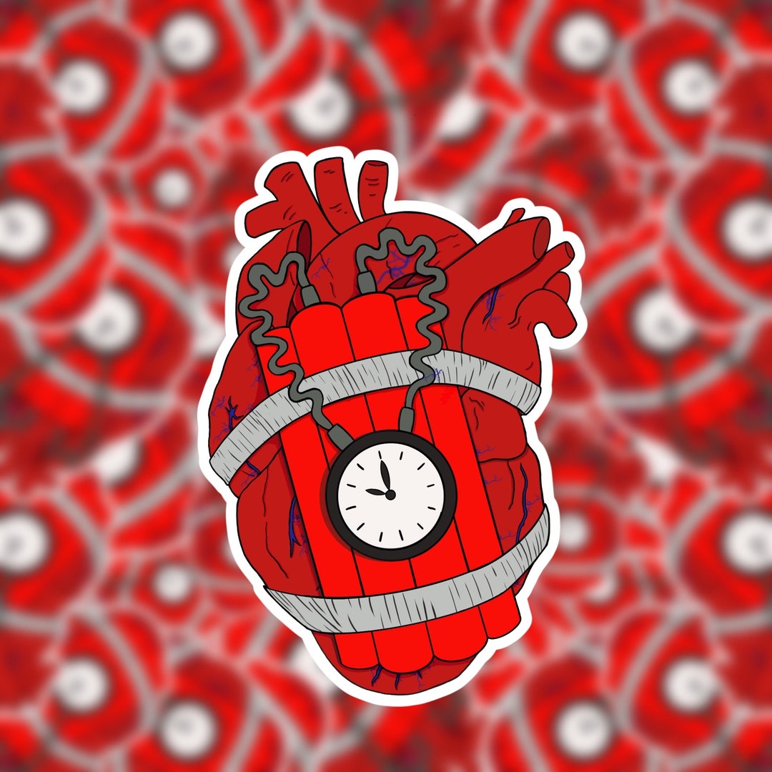 Love is a Time Bomb Heart Waterproof Vinyl Scratch Resistant Sticker - Etsy