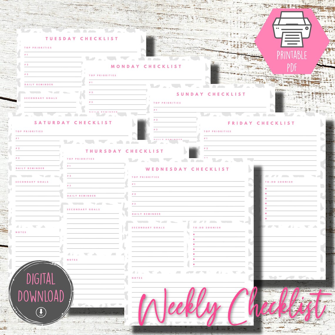 Weekly Checklist Bundle - Etsy