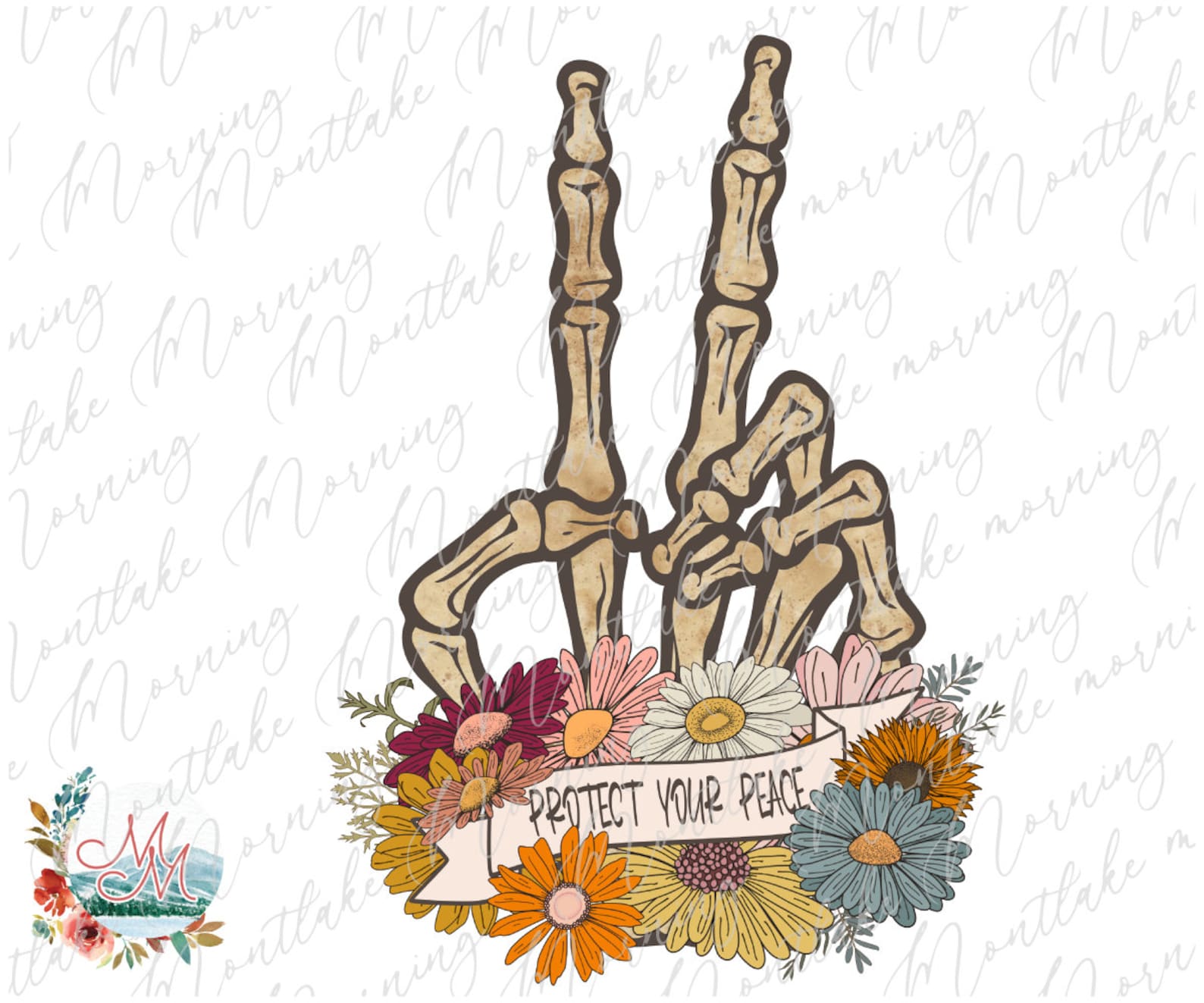 Protect Your Peace Skeleton Hand Floral Peace Sign PNG Retro - Etsy