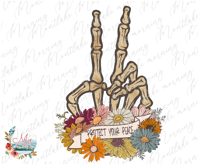 Protect Your Peace Skeleton Hand Floral Peace Sign PNG Retro - Etsy