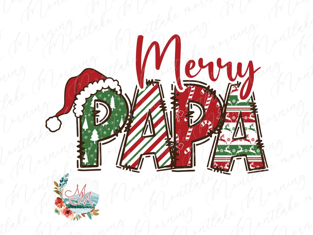 Merry Papa PNG | Christmas Matching Family Sublimation | Cute Santa Hat ...
