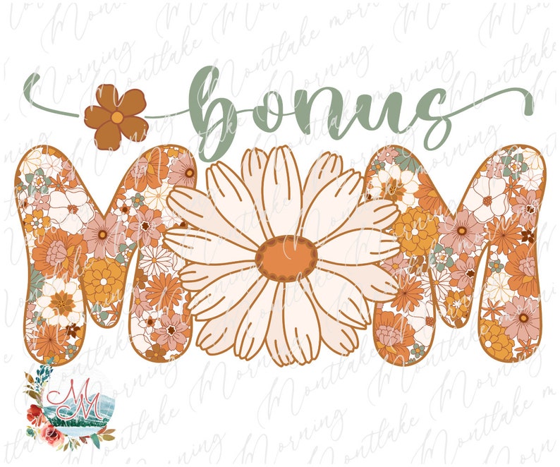 Bonus Mom PNG | Retro Bonus Mama Sublimation | Momma Clipart | Hippie ...