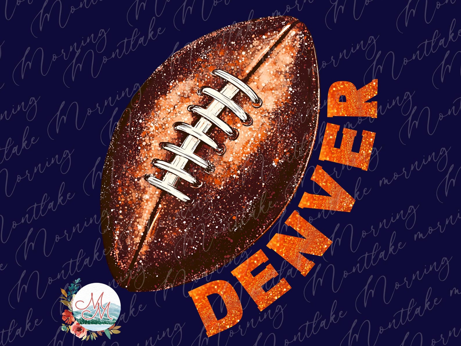Denver Football PNG | Denver Glitter Football DTF | Colorado Glittery ...