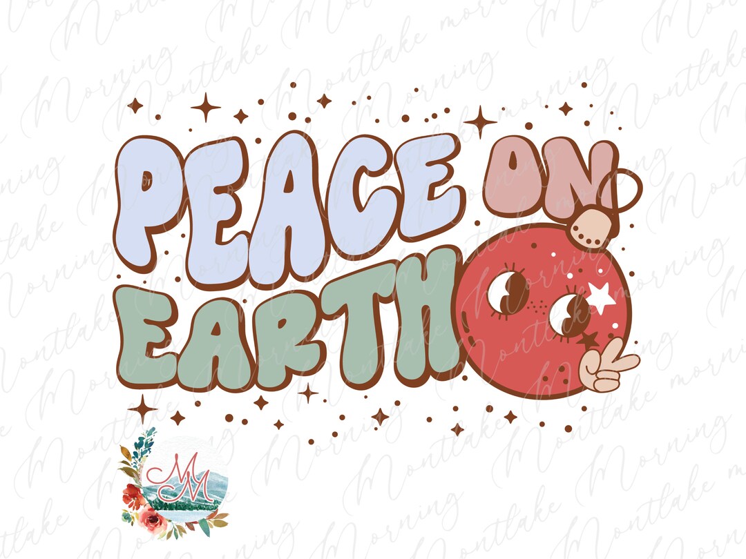 Peace on Earth Retro Hippie PNG | Vintage Christmas Sublimation | Cute ...