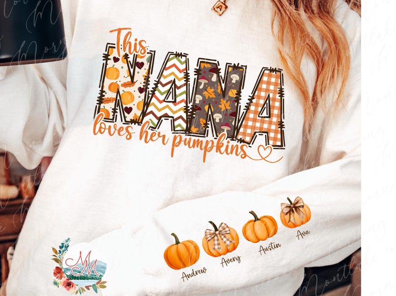 This Nana Loves Her Pumpkins PNG | Fall Grandma DTF DTG Sublimation ...