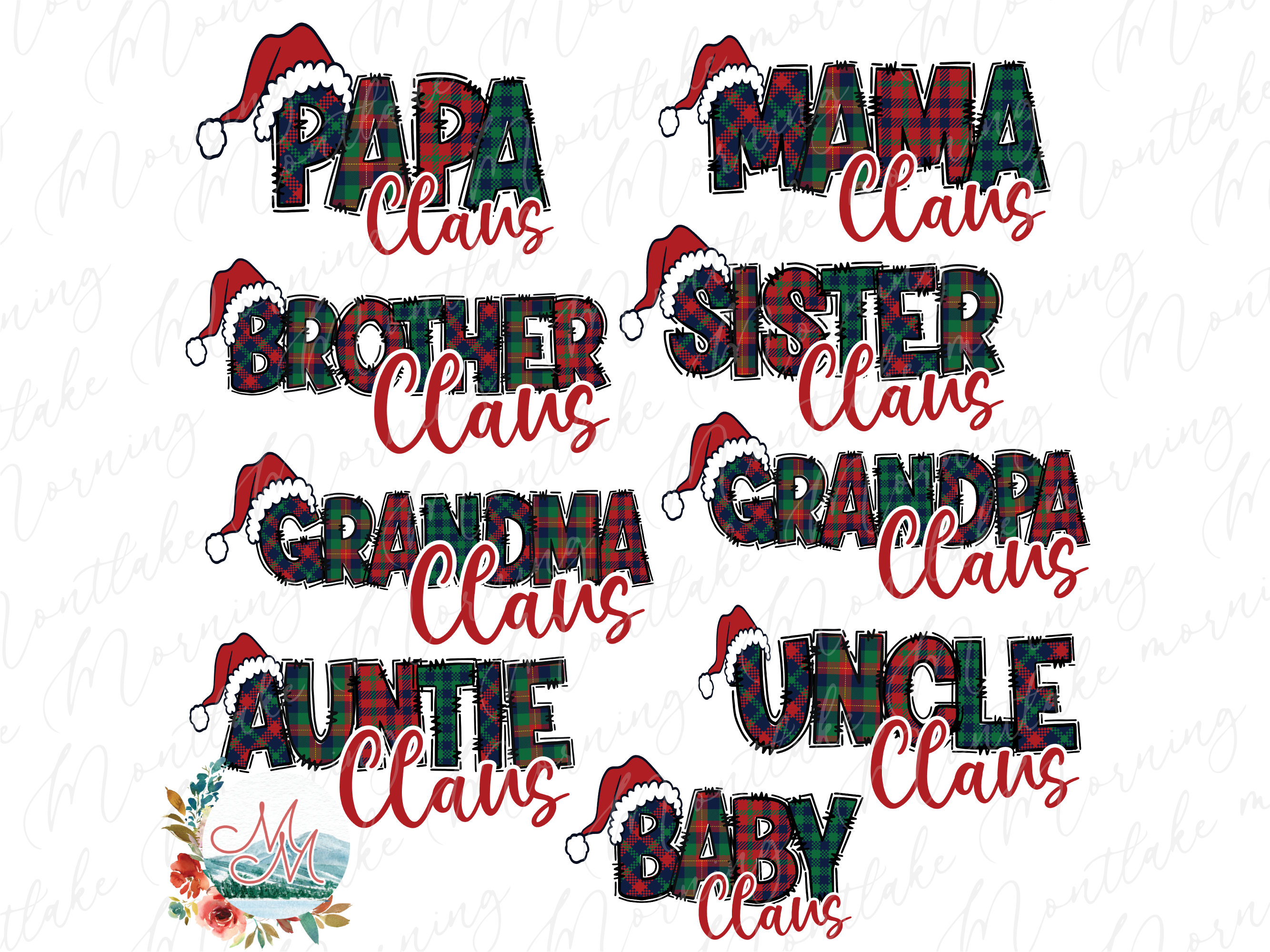Claus Family PNG Bundle | Christmas Plaid Matching Family Sublimation ...