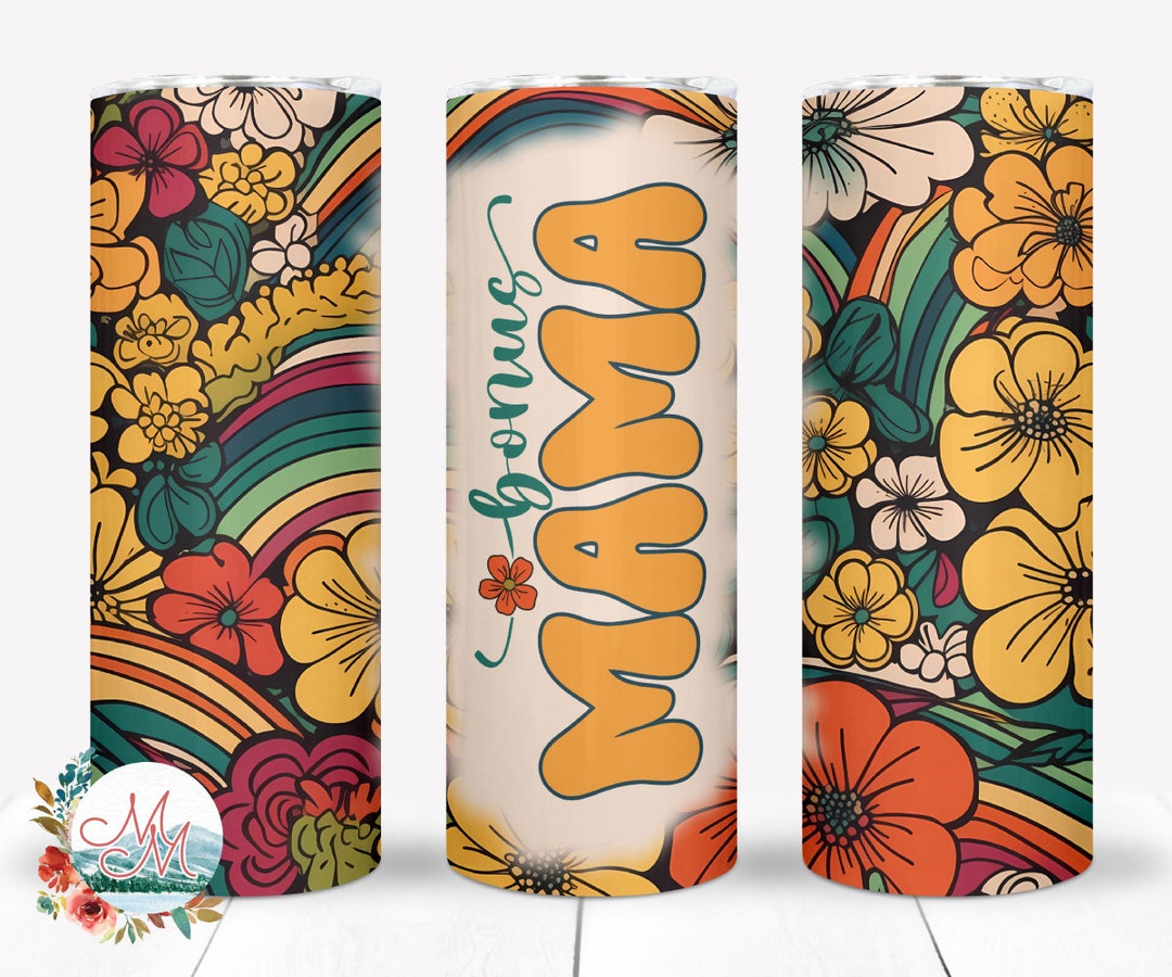 Bonus Mama 20 Oz Tumbler PNG Mothers' Day Gift Stepmom Floral Boho ...