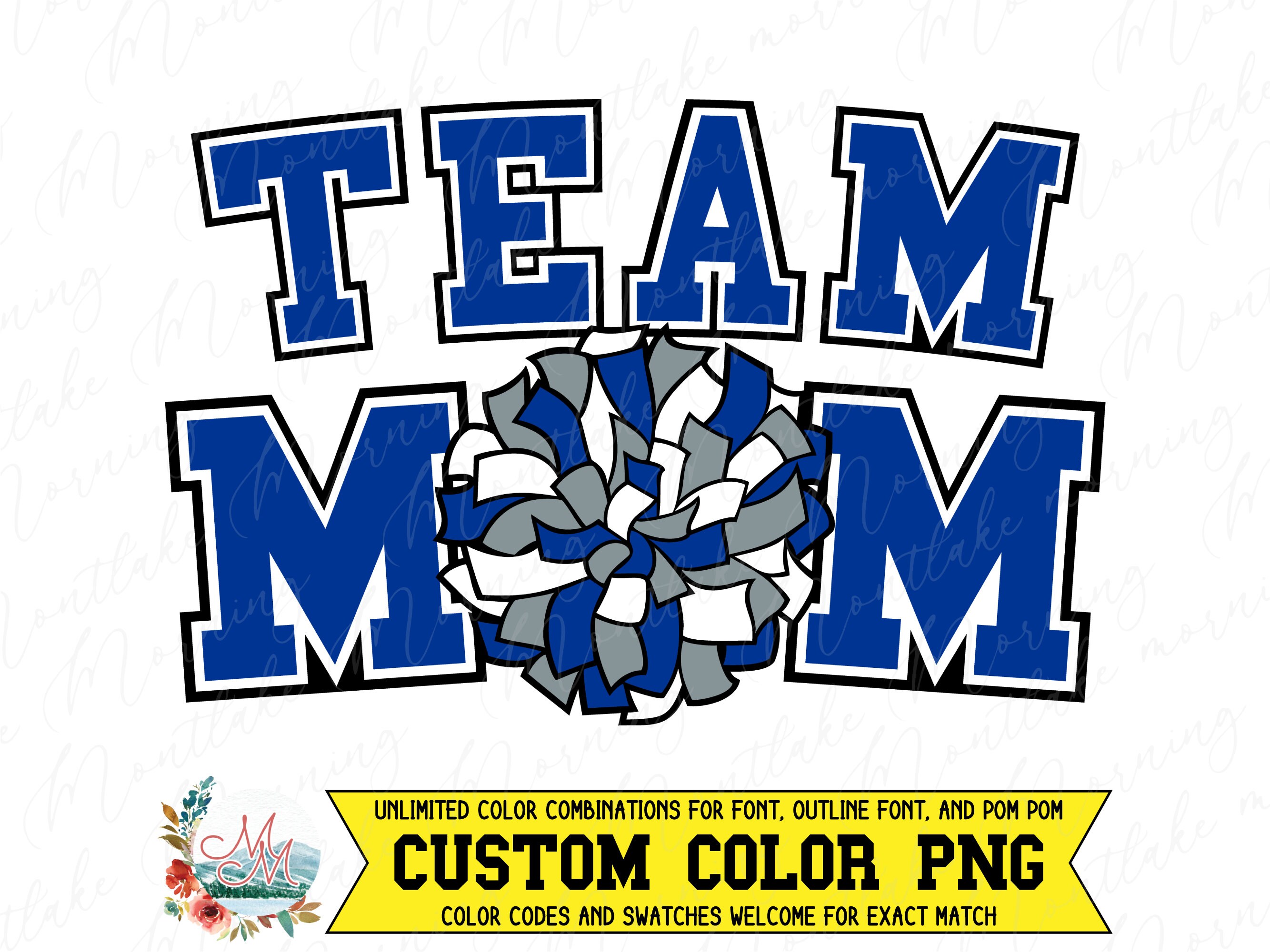 CUSTOM Cheer Team Mom PNG Custom Color Cheerleading Mom Sublimation ...