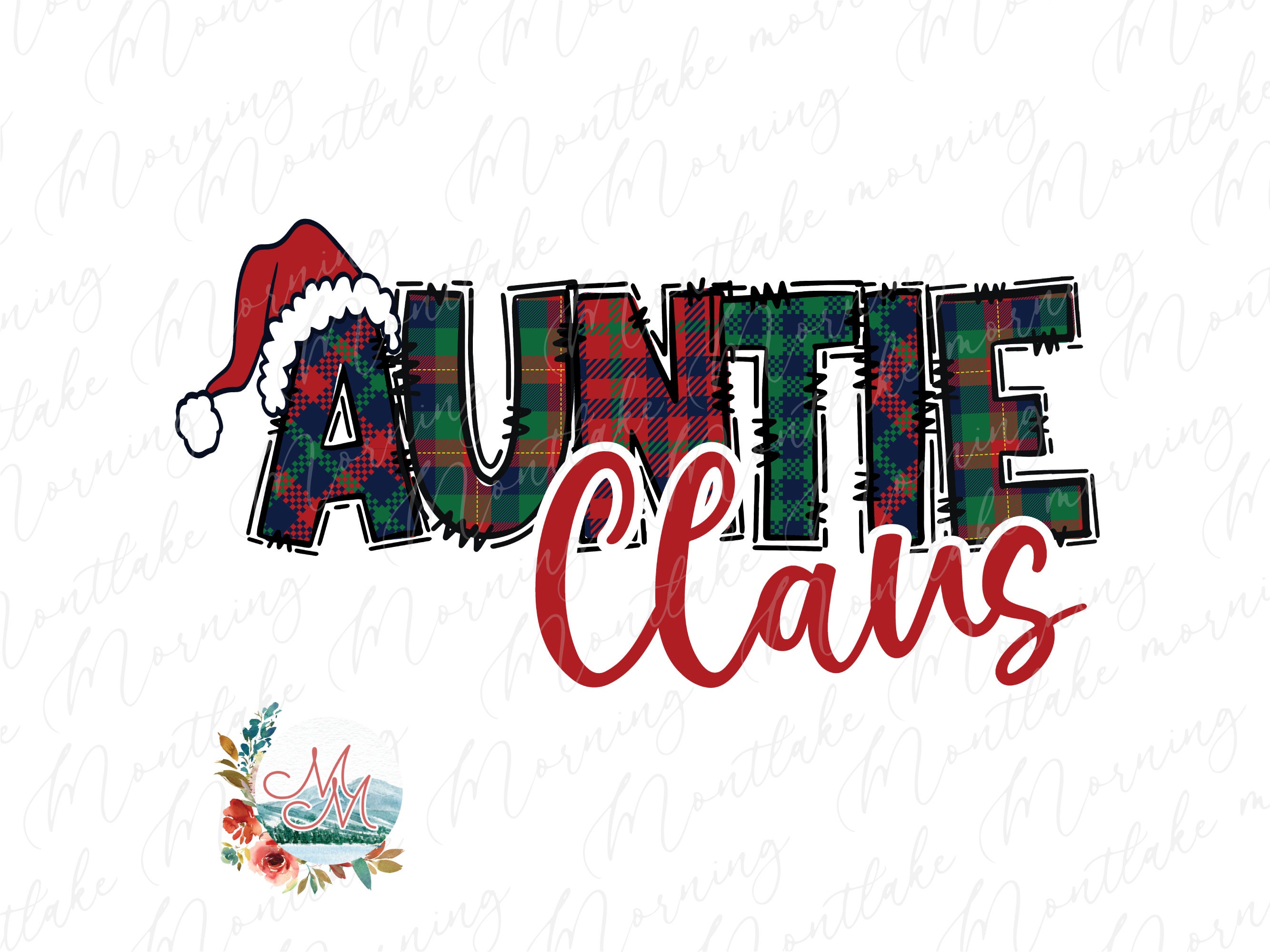 Auntie Claus PNG Christmas Plaid Matching Family Sublimation Cute Santa ...